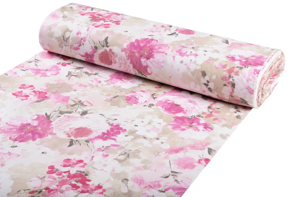 Biante Dekorační povlak na polštář PM-030 Růžové malované květy 45 x 45 cm