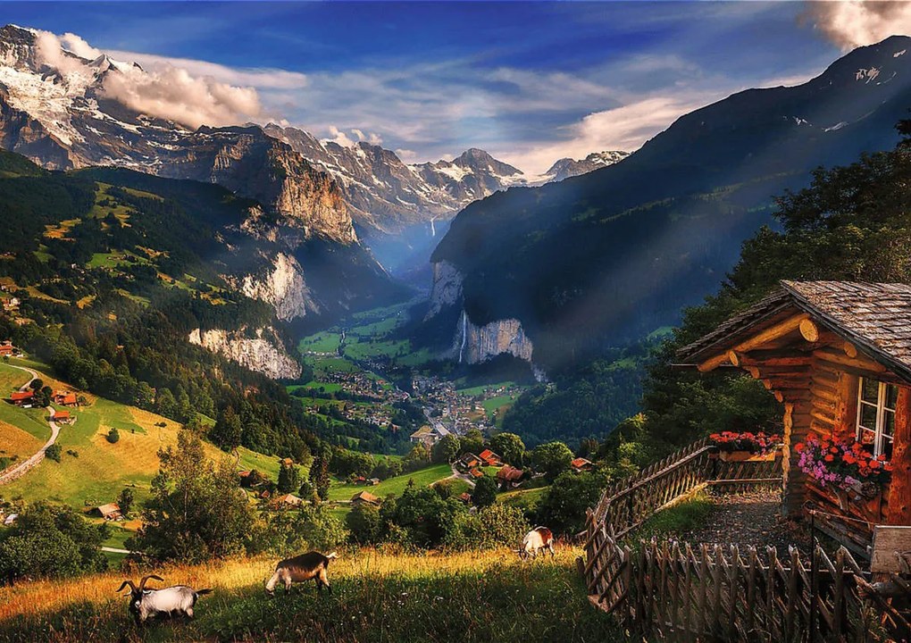 TREFL PUZZLE PREMIUM Photo Odyssey Lauterbrunnen Švýcarsko 68x48cm 1000 dílků tr10821