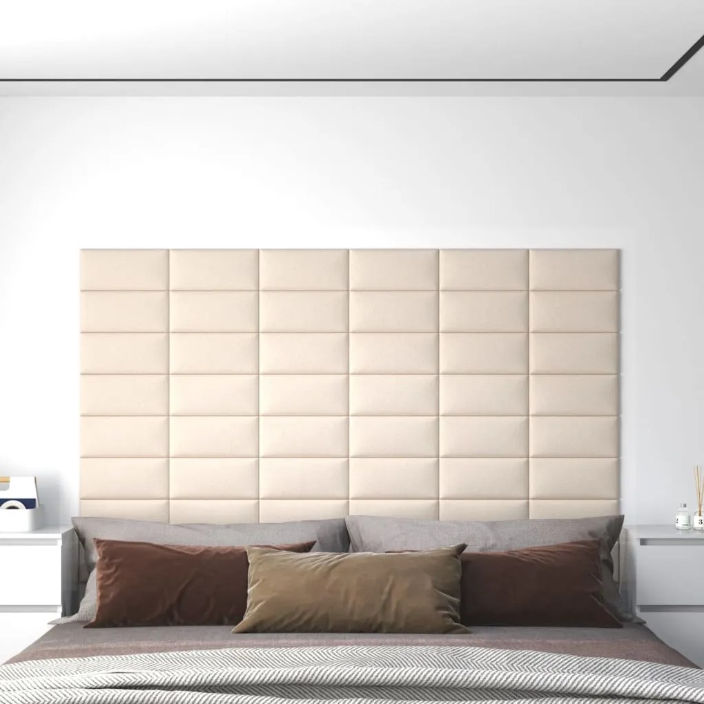Nástěnné Panely 12 Ks Krémové Samet 0,54 M² Krémová - 60 x 15 cm / Obdélník