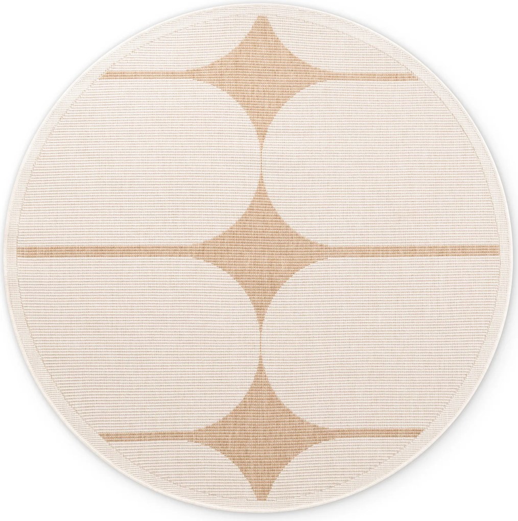 NORTHRUGS, Kusový koberec Duet Bowen 106245 Beige/White kruh - na ven i na doma, 160x160 (průměr) kruh, béžová, chodba / předsíň