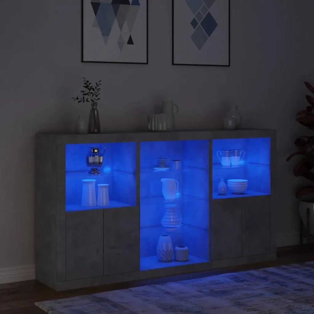 Příborník s LED osvětlením betonově šedý 181,5 x 37 x 100 cm 3209180