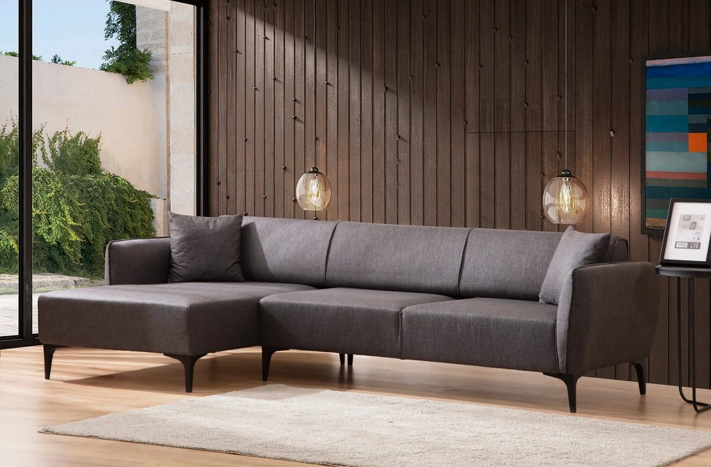 HANAH HOME rohová pohovka BELISSIMO vlevo tmavě šedá 560ARE1801