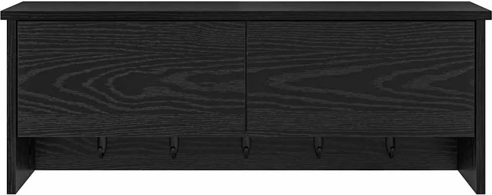věšák, nástěnný, s dvířky, háčky, kompozitní dřevo, 30x80x20 cm, černý dub, Dekorino TK20260024