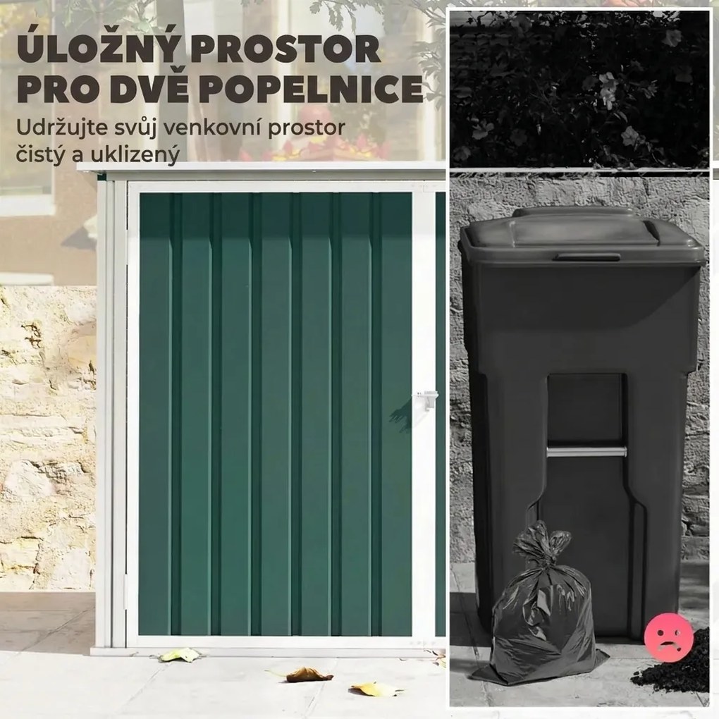 Přístřešek na 2 popelnice z pozinkované oceli, zelený 845-436V02GN