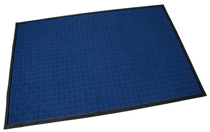Modrá textilní gumová čistící vstupní rohož Criss Cross, FLOMAT - délka 120 cm, šířka 180 cm a výška 0,8 cm