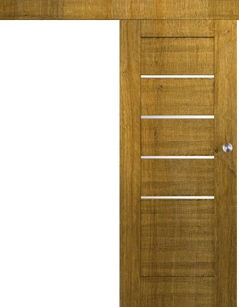 posuvné interiérové dveře na stěnu vasco doors IBIZA model 5 Průchozí rozměr: 70 x 197 cm, Orientace dveří: Levé dveře, Dekor: Dub pálený