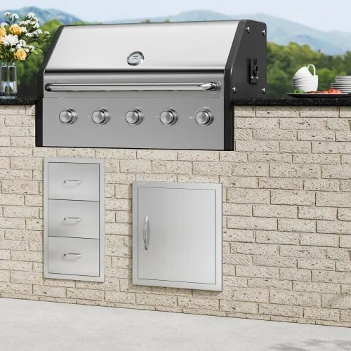 BBQ přístupová dvířka, 457 × 508 mm, jednoduchá venkovní kuchyňská dvířka