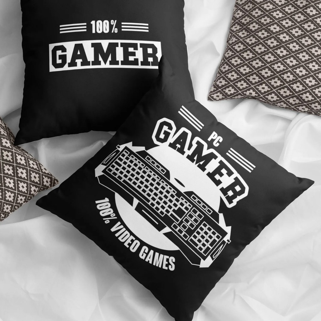 DĚTSKÝ DEKORAČNÍ POVLAK NA POLŠTÁŘ GAME 40X40 CM VZOROVANÝ