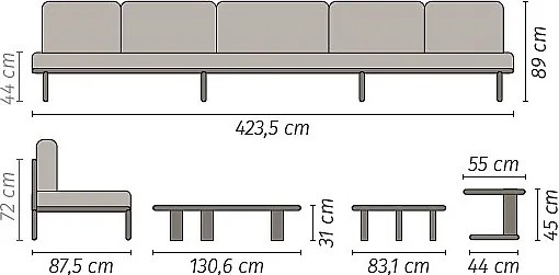 Luxusní hliníková sestava ANNECY pro 5-6 osob