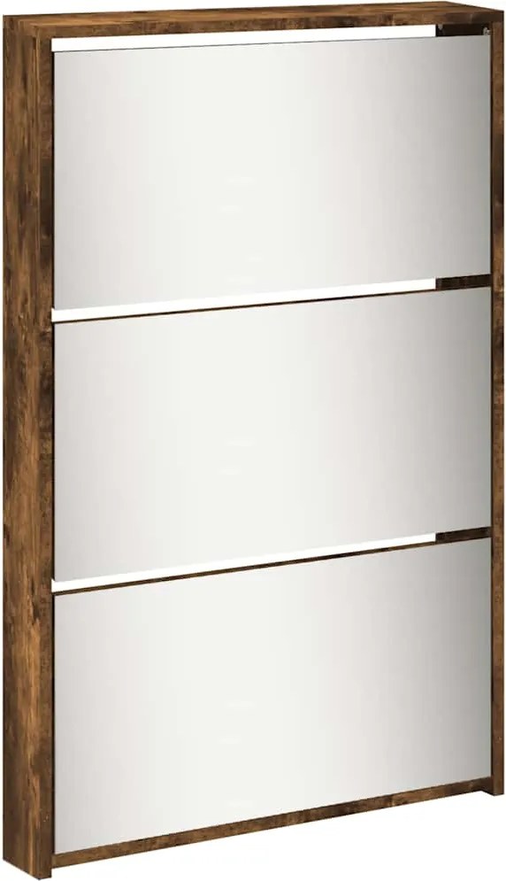 Botník se zrcadlem 5patrový kouřový dub 63 x 17 x 169,5 cm 3228283