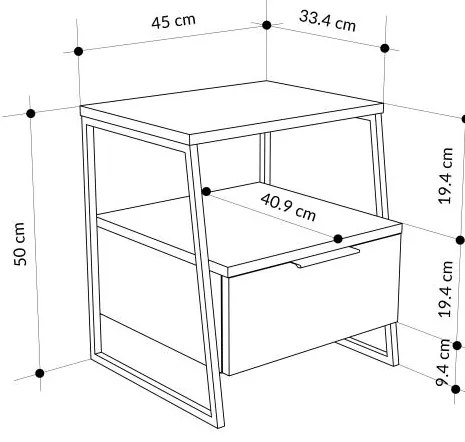 Noční stolek Houseland Pal retro šedý