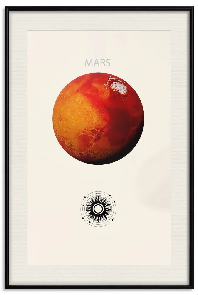 Plakát Mars - červená planeta a abstraktní kompozice se sluneční soustavou