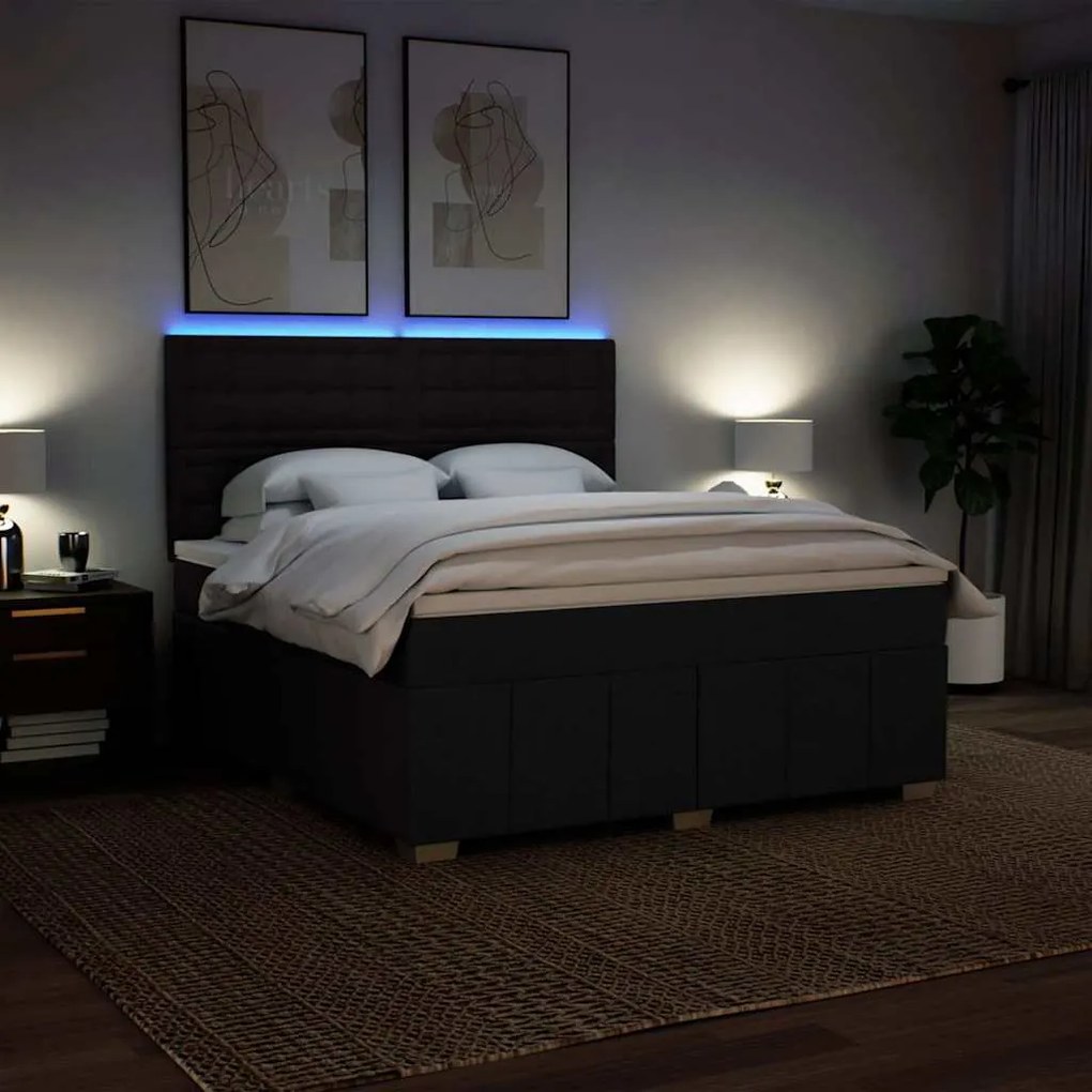 Box spring postel s matrací černá 180x200 cm textil 3294063