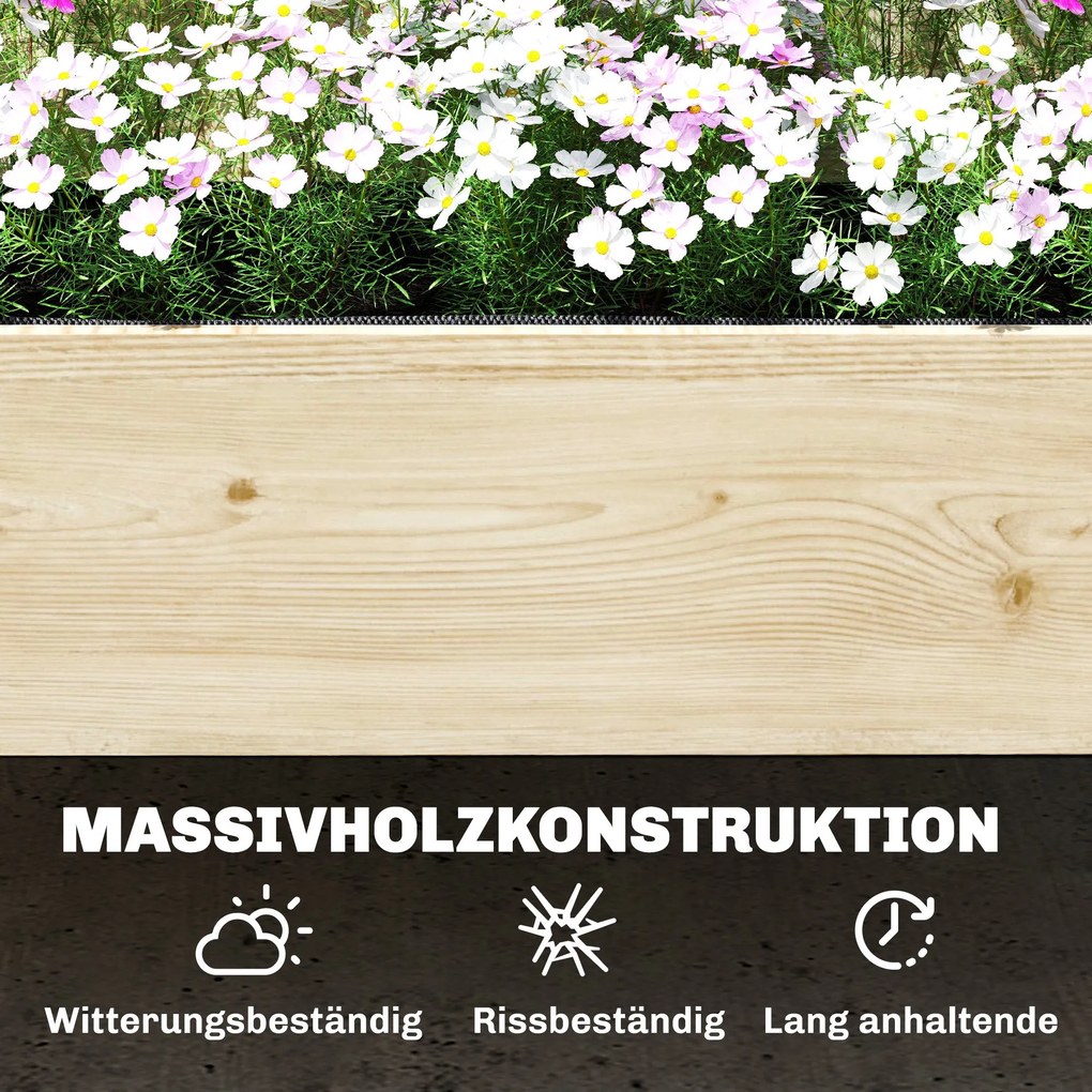 Outsunny dvoupatrový vyvýšený truhlík s mřížkou — 2 dřevěné truhlíky s látkovými vložkami pro popínavé rostliny, 108 × 62 × 120 cm