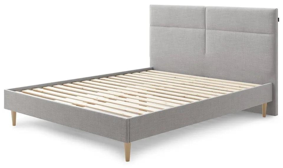 Světle šedá čalouněná dvoulůžková postel s roštem 180x200 cm Elyna – Bobochic Paris
