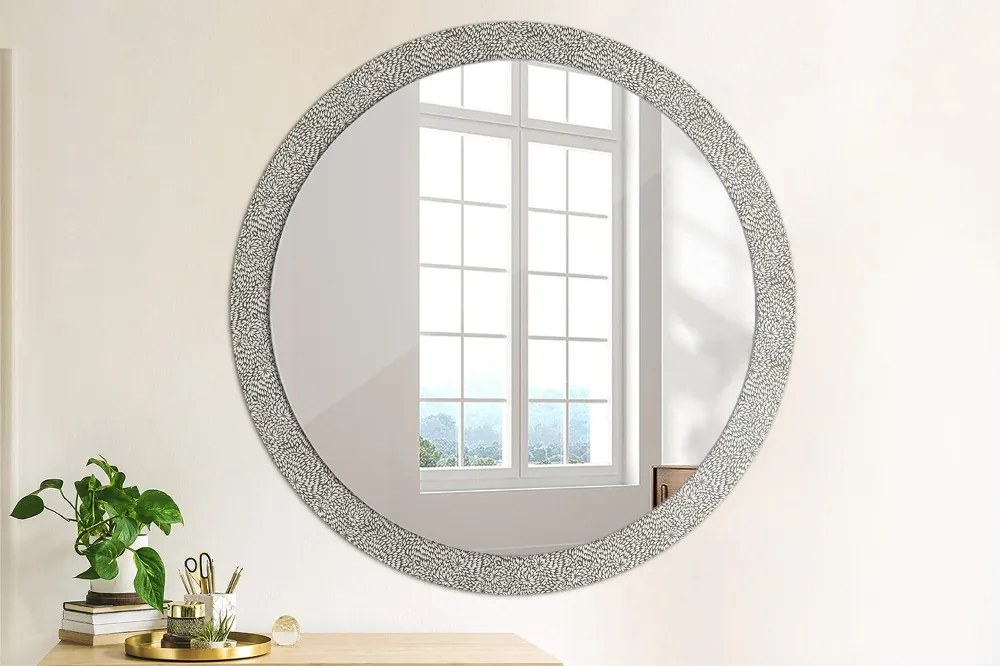 Kulaté dekorativní zrcadlo Květinový vzor fi 100 cm