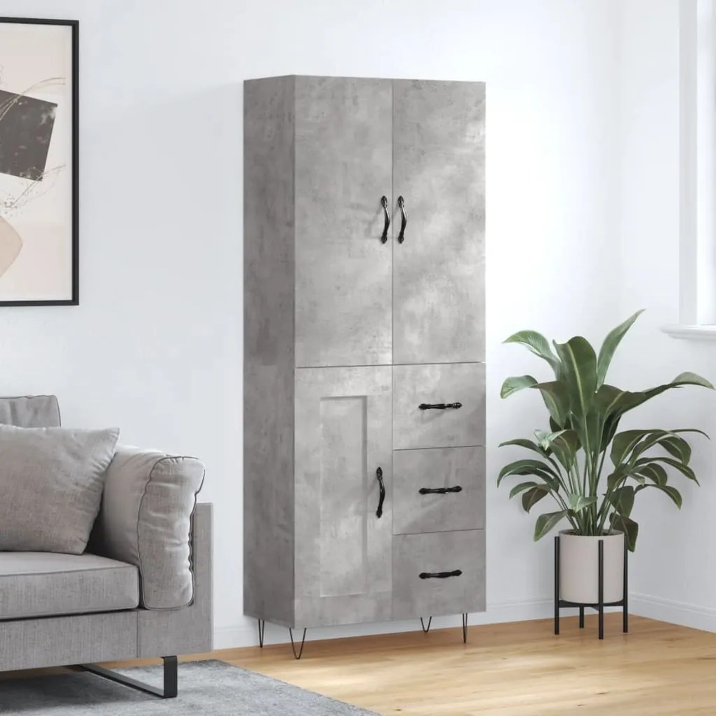 Skříň highboard betonově šedá 69,5x34x180 cm kompozitní dřevo 3198109