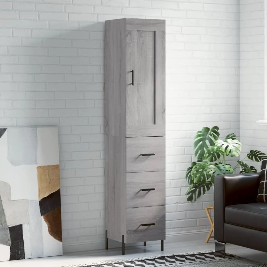 Skříň highboard šedá sonoma 34,5 x 34 x 180 cm kompozitní dřevo