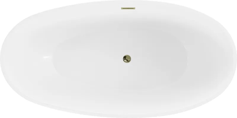 Mexen Bilbao, volně stojící vana 180 x 90 cm, bílá-černá, zlatý lesklý přepad, 51311809075-50