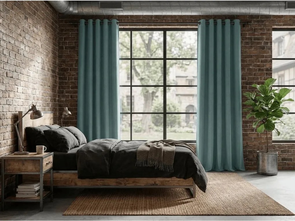 Zatemňovací závěs DREAM VELVET 140x250 cm, modrozelený Zavěšení: Řasící páska
