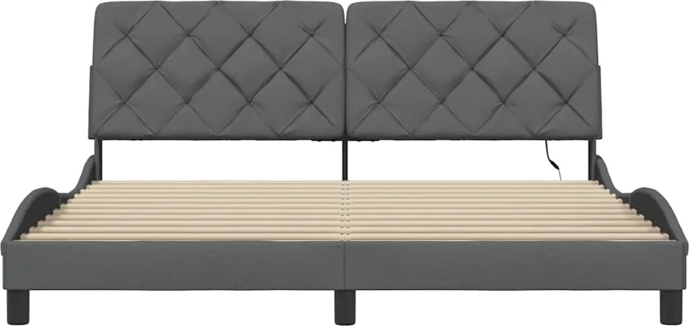 Rám postele s LED bez matrace Tmavě šedá 180x200 cm Látka 3310686
