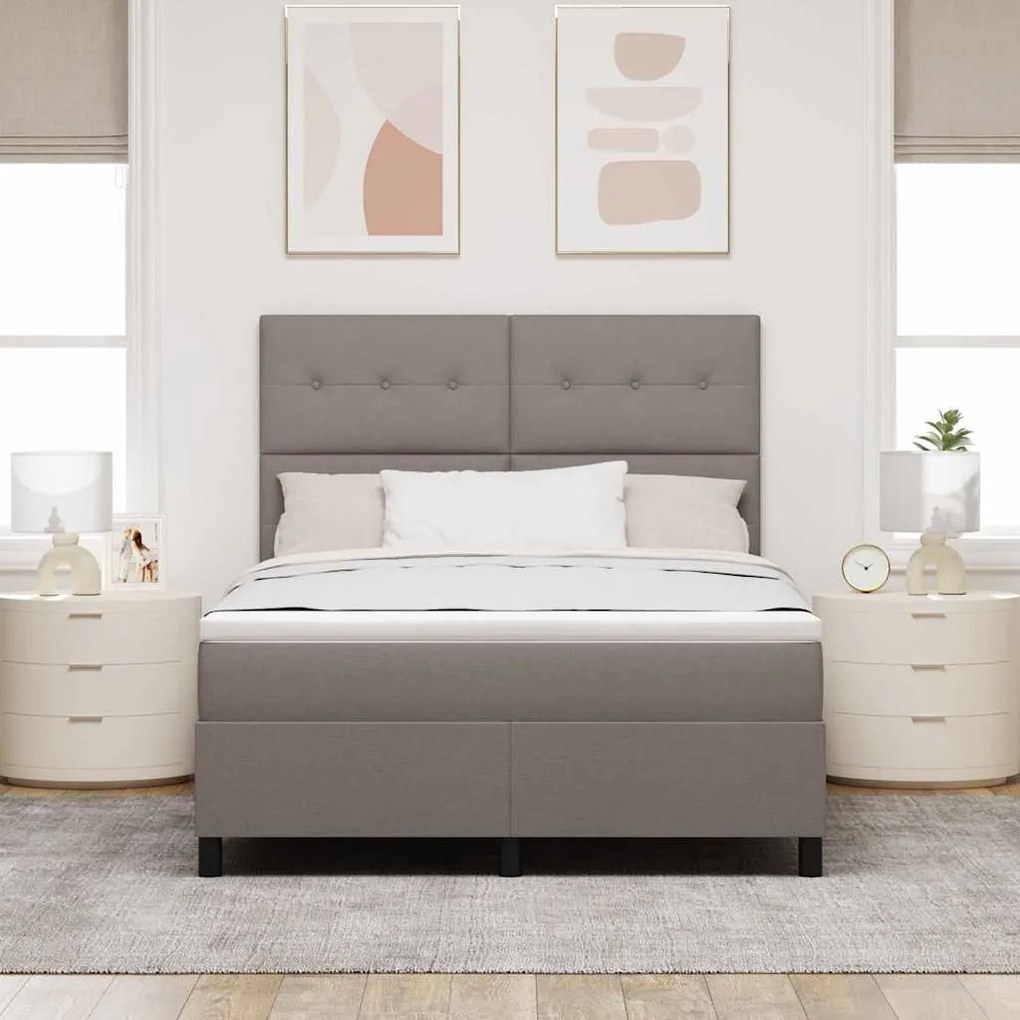 Postel s boxspringem s čelo Taupe 140 x 190 cm textil 3339389