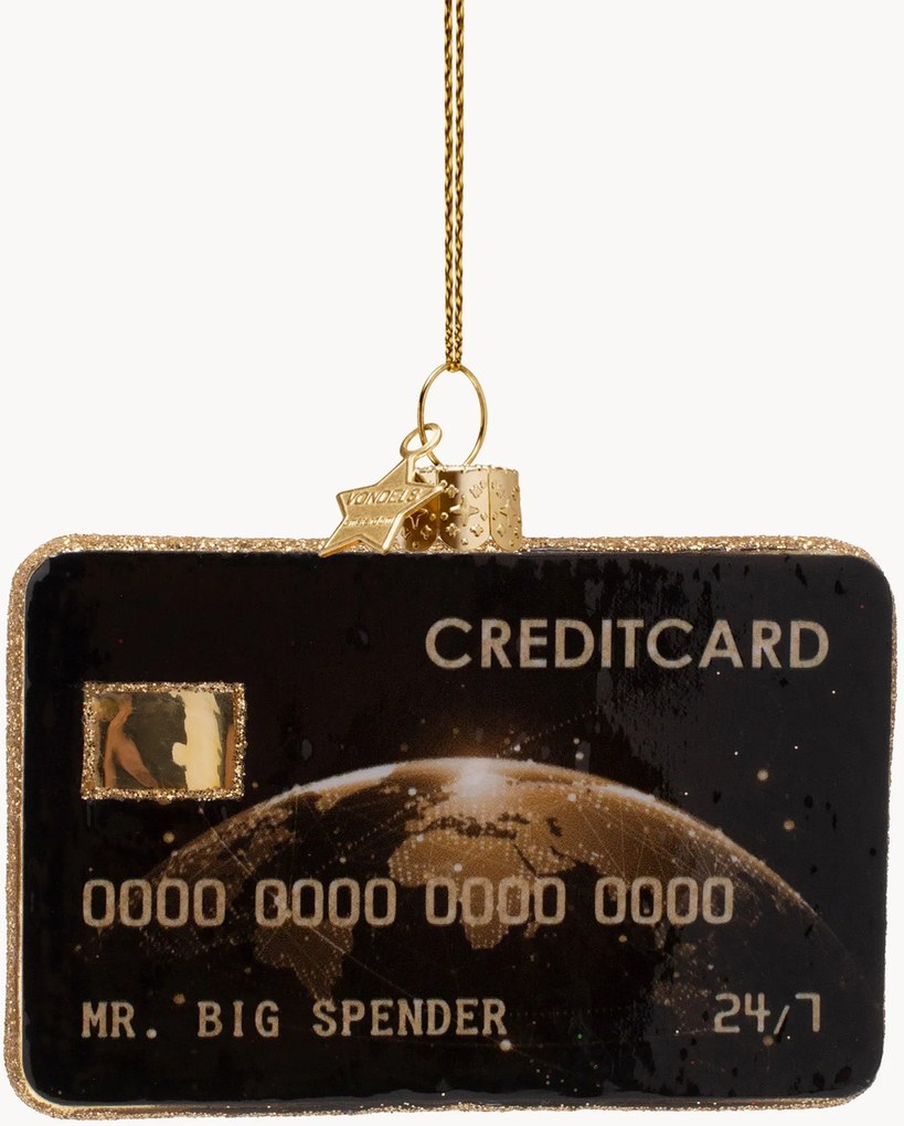 Ručně foukaná vánoční ozdoba Credit Card