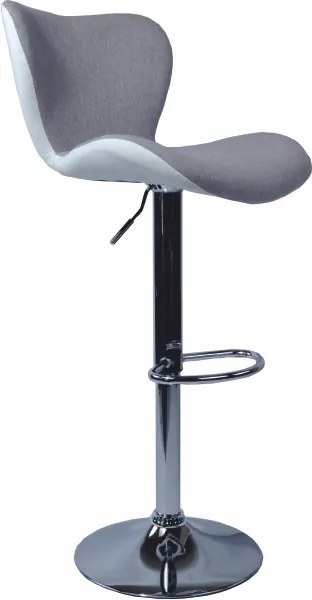 Otočná barová židle šedá látka bílá ekokůže chromová podnož nastavitelná TK3185