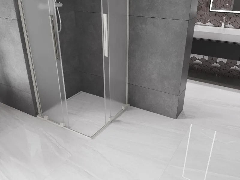 Mexen Velar L Duo, sprchový kout s posuvnými dveřmi 90 x 90 cm, 8mm sklo námraza, broušená ocel, 871-090-090-02-33-97