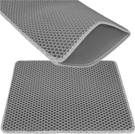 Podložka před kočičí toaletu zadržující nečistoty 60 x 45 cm – šedá