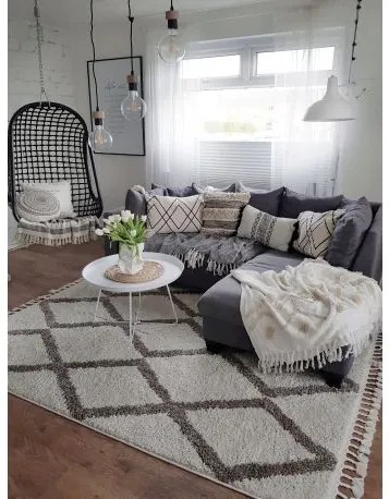 koberec BERBER TROIK, krémový střapce, Maroko, Shaggy velikost 70x250 cm | krásné koberce cz
