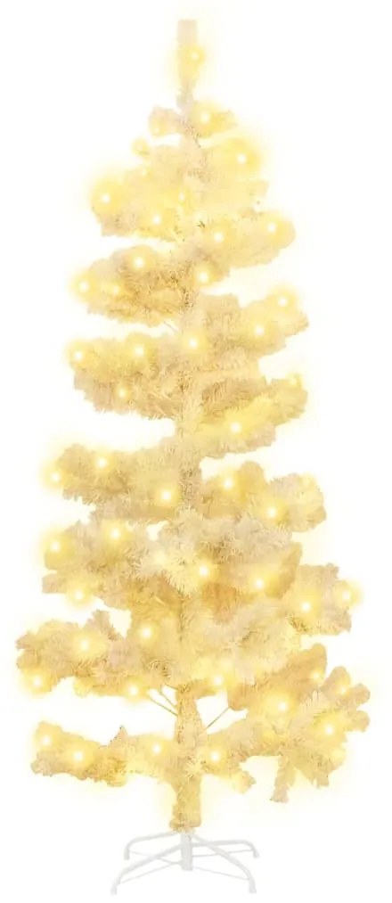 344654 vidaXL Spirálový vánoční stromek s LED a stojanem bílý 180 cm PVC