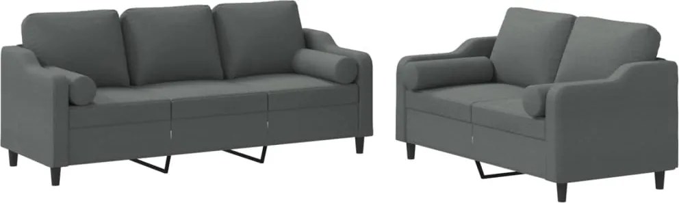 2dílná sedací souprava s polštáři tmavě šedá textil 3201851