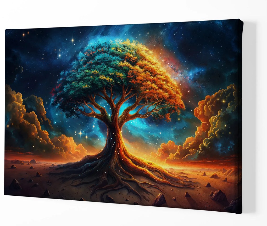 Obraz na plátně - Košatý strom života Vesmírný dotek FeelHappy.cz Velikost obrazu: 40 x 30 cm