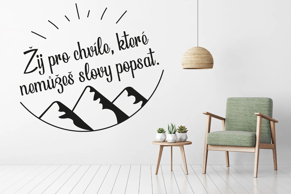 Samolepka na zeď Žij pro chvíle Barevná varianta: Černá, Velikost (šířka x výška): 60x53cm