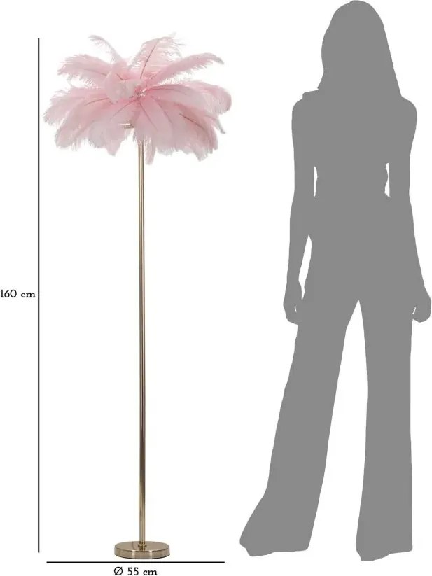 Stojací lampa Palm 160 cm růžová/zlatá
