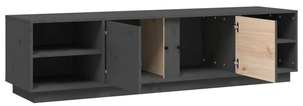 TV skříňka šedá 156 x 40 x 40 cm masivní borové dřevo - Default Title