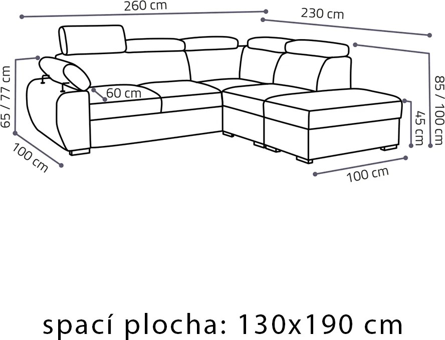 Sedací souprava BASTON | 260x230 cm | rozkládací + úložný prostor | VÝBĚR TKANIN