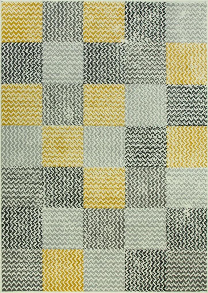 Kusový koberec LUNA 503568/89935 hořčicový patchwork Rozměr: 120x170 cm