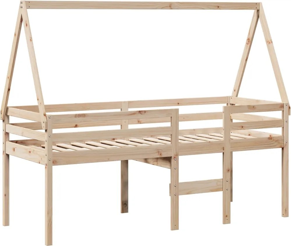 Patrová postel se střechou 80 x 200 cm masivní borové dřevo 3282095