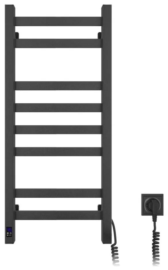 Koupelnový žebříkový radiátor s term. AVANGARD 251W/230V 80,6cm IP44 černá pravá