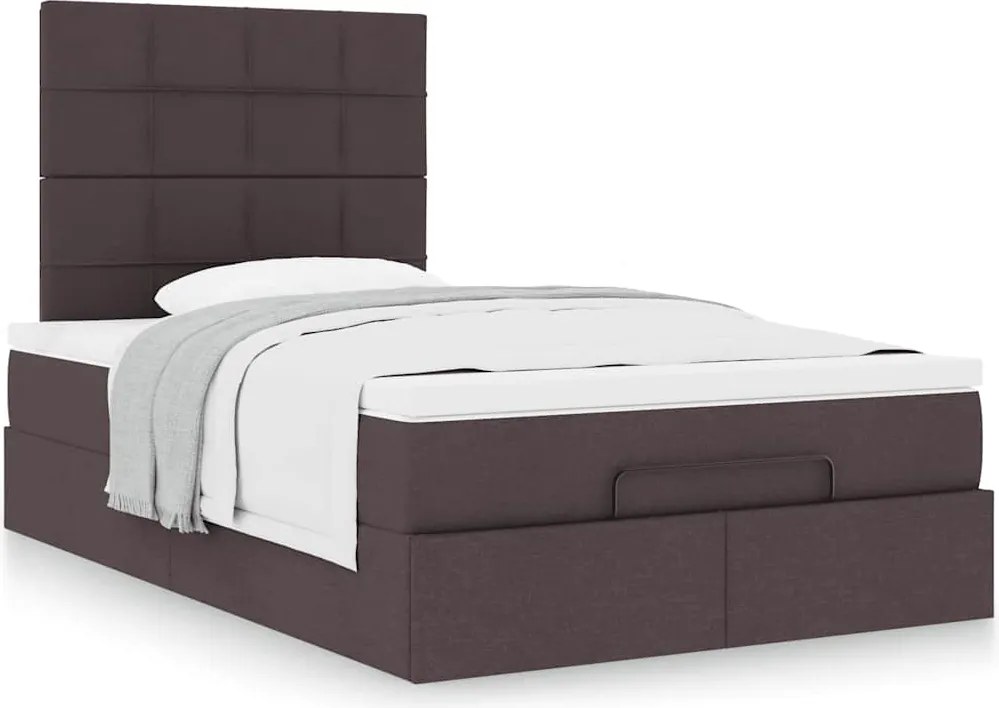 Osmanský rám postele s matrací tmavě hnědá 120x190cm textil 3313143
