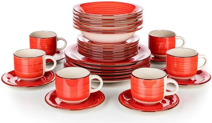 Keramická jídelní souprava SPIRAL RED 30 ks