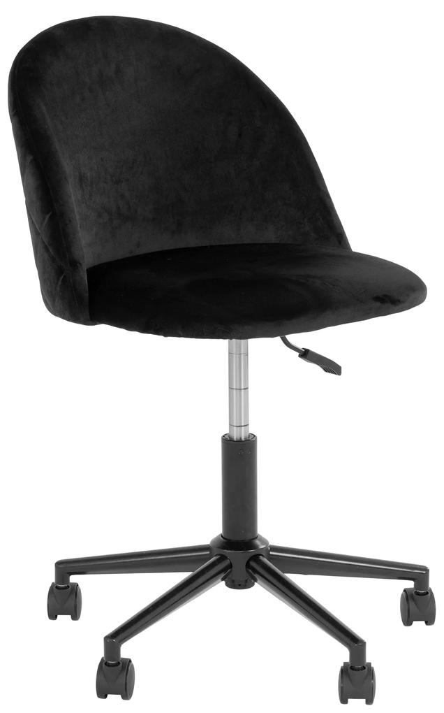 Nordic Experience Černá sametová kancelářská otočná židle Louis