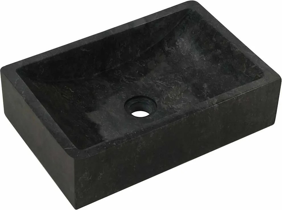 Umyvadlo 45 x 30 x 12 cm mramor černé s vysokým leskem 142772