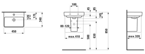 LAUFEN H8159610001041 - Umyvadlo na desku/závěsné PRO 45x34 cm keramika/bílá