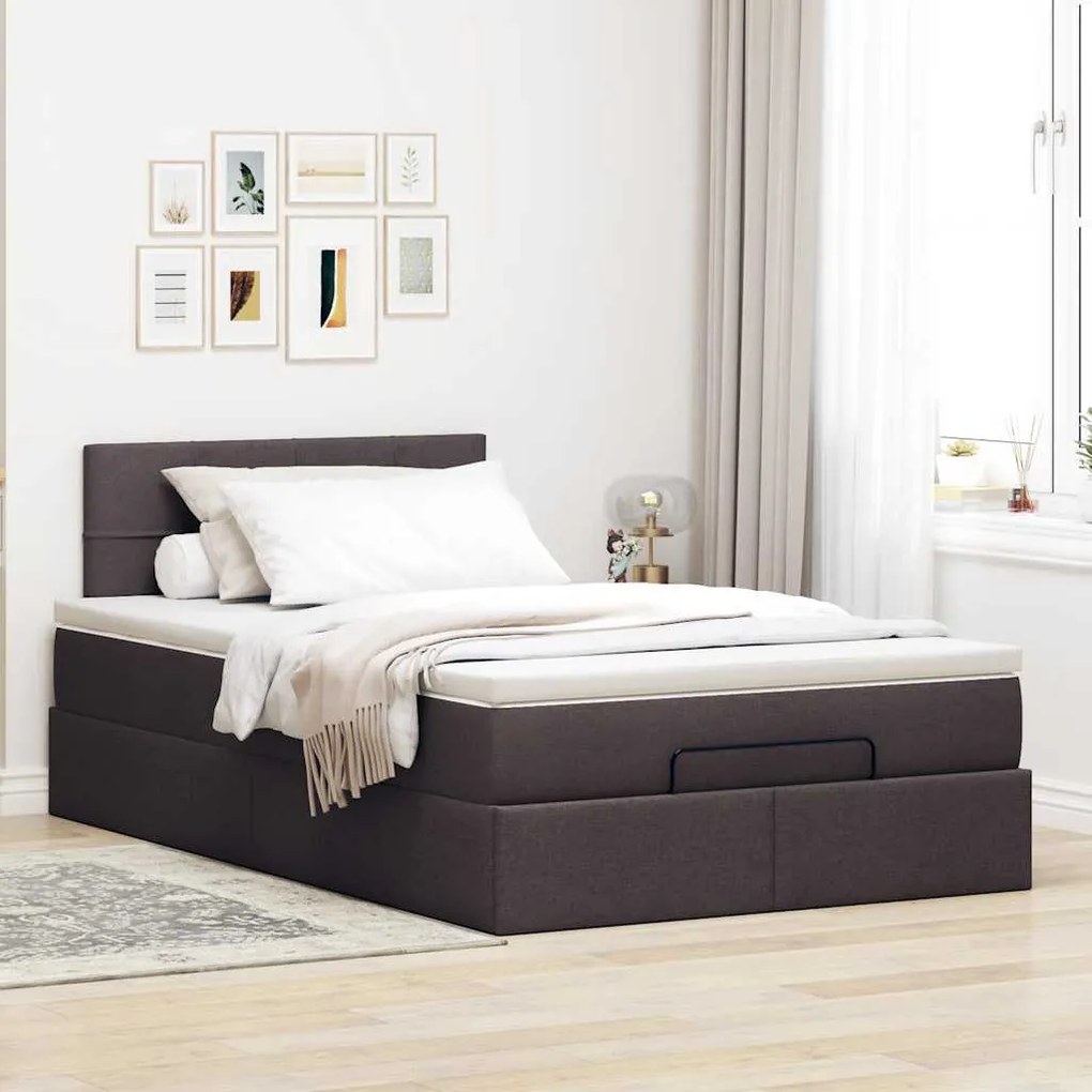 Osmanský postel s matrací tmavě šedá 120x200 cm textil 3312301