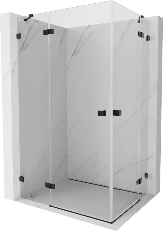 Mexen Lunar Duo, výklopný sprchový kout 90 x 80 cm, 8mm čiré sklo, černý profil, 834-090L-080P-70-00