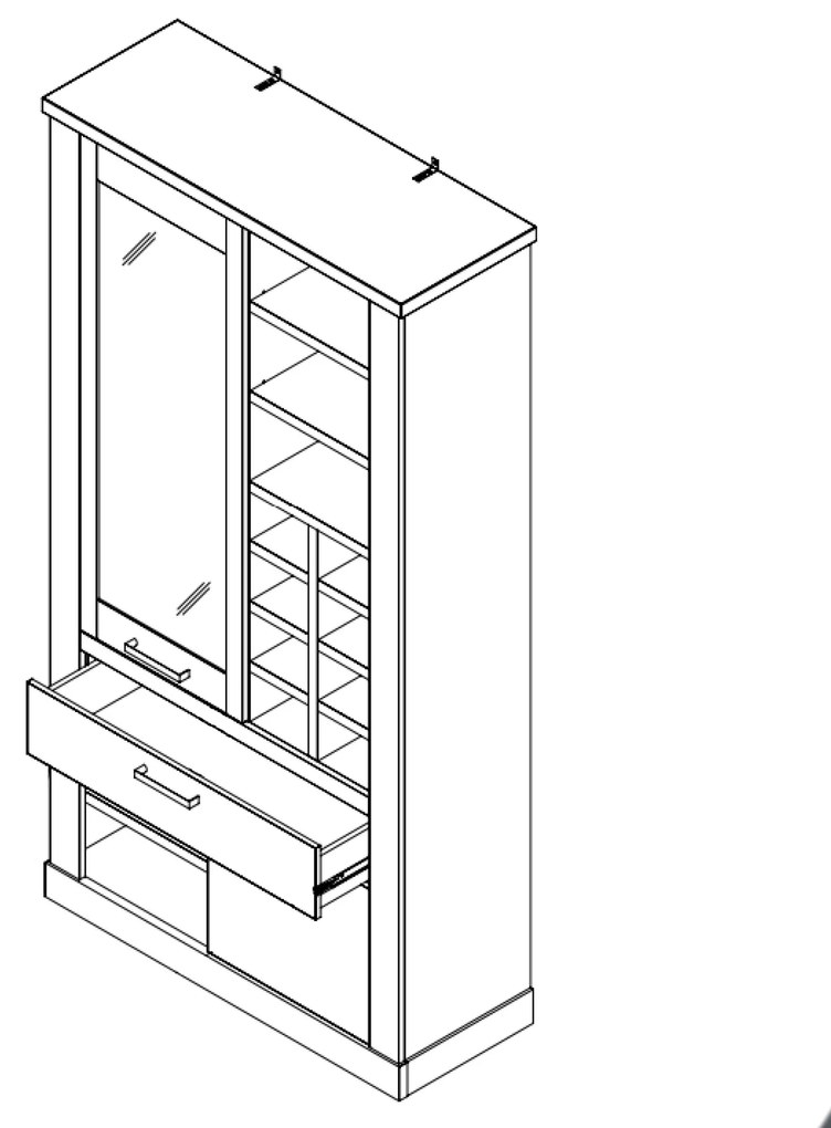 Sconto Vitrína DURO pinie bílá/dub antik
