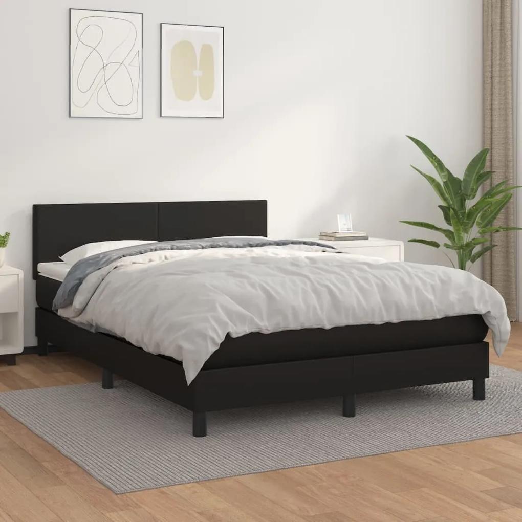 Box spring postel s matrací černá 140x200 cm umělá kůže,  3141005